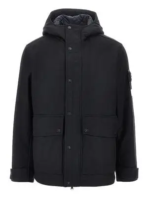 STONE ISLAND STONE ISLAND Flannel Jacket With Logo Badge