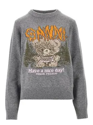GANNI Forest Teddy Wool-blend Sweater - Grey