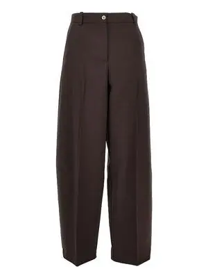 Pinko Wool-blend Barrel Leg Pants - Brown