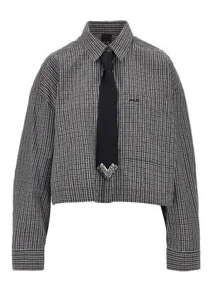 Pinko Check Cropped Shirt With Necktie - Multicolor