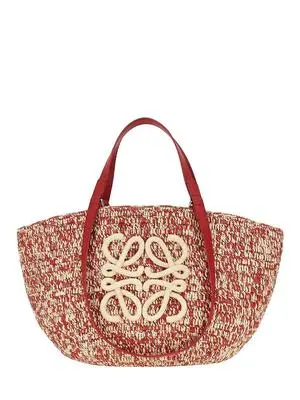 Loewe Raffia Medium Eclipse Basket Bag - Red