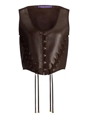 Ralph Lauren Leather Thurlow Top - Brown