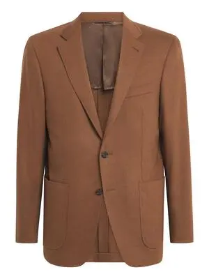 Canali Stretch-wool Single-breasted Blazer - Brown