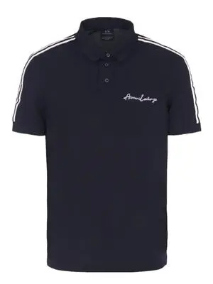 Armani Exchange Embroidered-logo Cotton Polo Shirt - Black