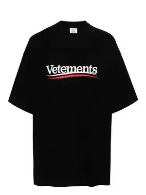 Vetements Logo Printed Crewneck T-shirt - Black
