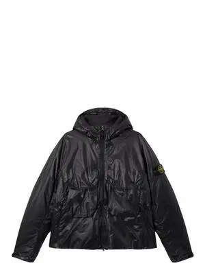 Stone Island Hooded Down Jacket With Water-resistant Membrane - Black
