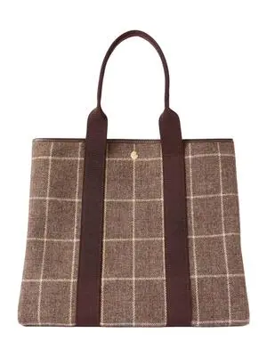 Rue De Verneuil Webbing And Leather-trimmed Checked Tweed Tote - No