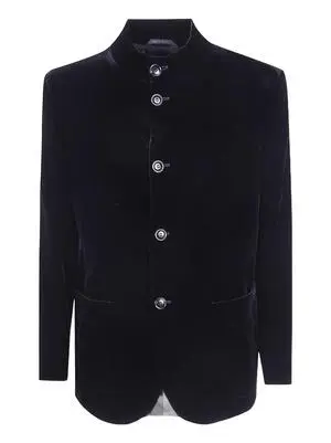 Giorgio Armani Giorgio Armani Velvet Stand-Collar Blazer Black