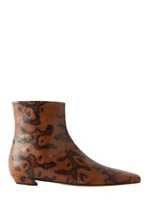 Proenza Schouler Trap Snake-effect Leather Ankle Boots - No