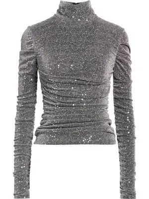Dolce & Gabbana Sequined Turtleneck Top - Silver