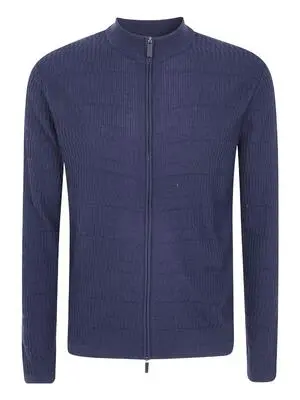 Emporio Armani Long-sleeved Zipped Cardigan - Navy