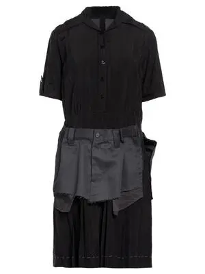 MAISON MARGIELA Two-tone Satin Shirt Dress - Black
