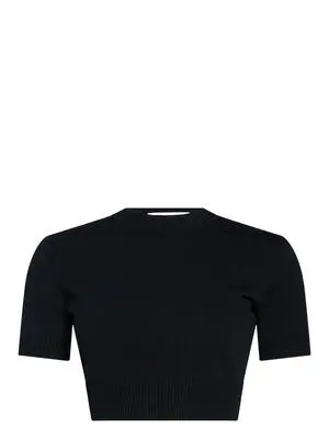 Sportmax Short-sleeve Cropped Knit Top - Black