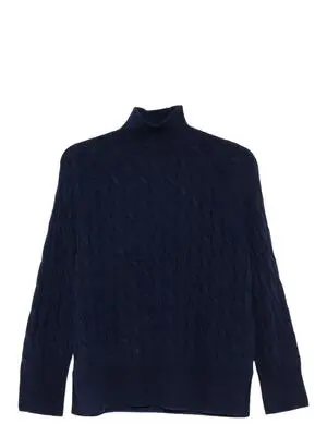Marella High-neck Knit Sweater - Navy Blue