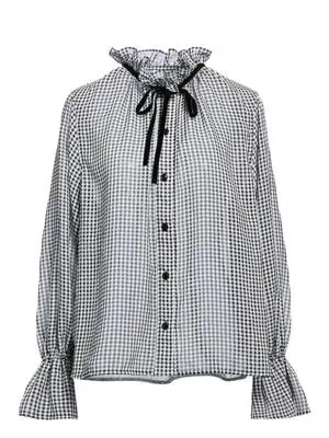 GANNI Ganni Patterned Seersucker Shirt Black