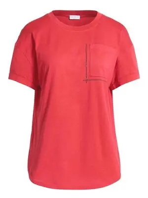 Brunello Cucinelli Embellished Solid Colour T-shirt - Red