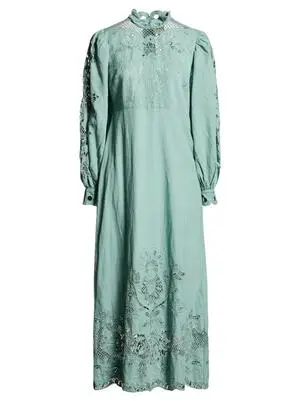 Farm Rio Longsleeve Waist-cinched Dress - Green