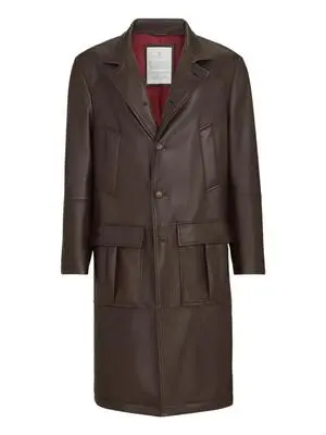 Brunello Cucinelli Nappa Leather Overcoat - Brown