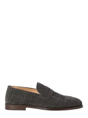 Brunello Cucinelli Woven Suede Penny Loafers - Dark Gray