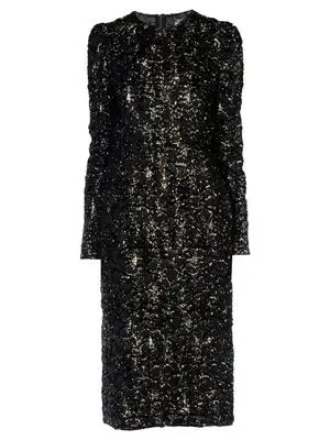 Dolce & Gabbana Solidcolor Woven Longsleeve Dress - Black
