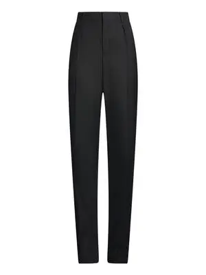 Saint Laurent Minimalist Straightleg Wool Trousers - Black