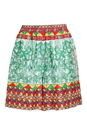 Dolce & Gabbana Dolce  Gabbana Printed Satin Shorts Green