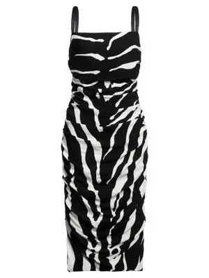 Dolce & Gabbana Zebra-print Crepe Midi Dress - Black