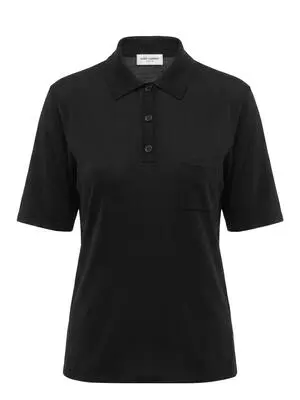 Saint Laurent Solid Color Polo Shirts - Black
