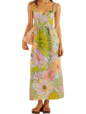 Farm Rio Sleeveless Botanical Print Maxi Dress - Multicolor