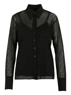 Liu Jo Straight-cut Shirt With Clear Rhinestones - Black