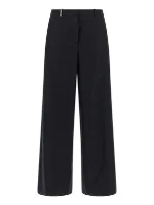 Peserico Metallic Virgin Wool Straight-leg Trousers - Blue