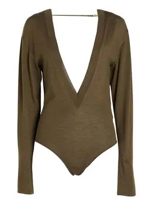 Saint Laurent Solid Color Bodysuit - Green
