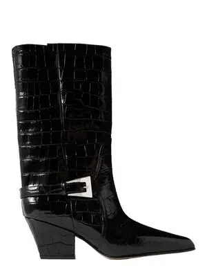 Paris Texas Glossed-leather Knee Boots - Black