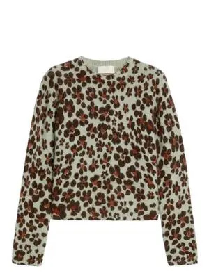 IBLUES Vintage-style Floral Jacquard Knit Top - Sage