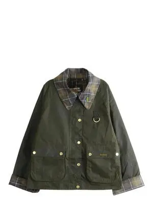 Barbour Icons Tartan Collar Spey Waxed Jacket - Olive