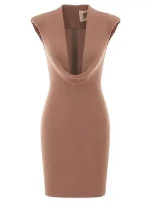 ANIYE BY Dina Draped-neck Mini Dress - Brown