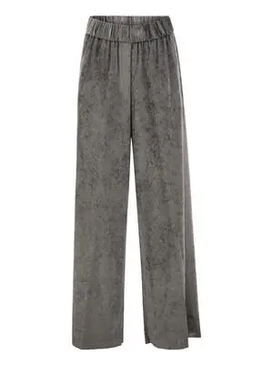 Peserico Peserico Wide-Leg Corduroy Casual Pants Gray