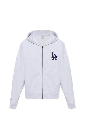 SPORTY  RICH Sporty & Rich La Dodgers Long-sleeve Hooded Sweatshirt - Heather Ash