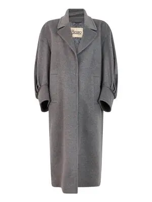 Herno Long-sleeved Cashmere Overcoat With Lapel Collar - Grey