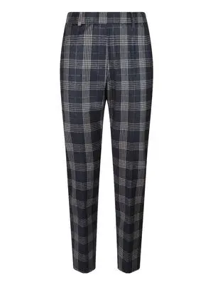 Peserico Check Pattern Trousers - Black