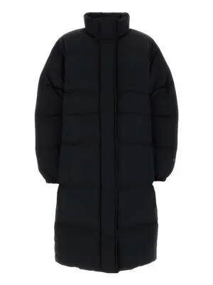JIL SANDER Long-sleeved Stand-up Collar Cotton Coat - Black