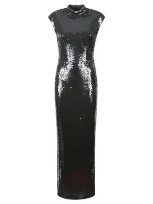 ROTATE BY BIRGER CHRISTENSEN Sequin-embellished Cap Sleeved Maxi Dress - Black