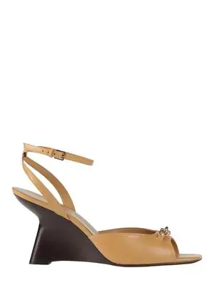 Tory Burch Leather Wedge Sandals - Sand-colored