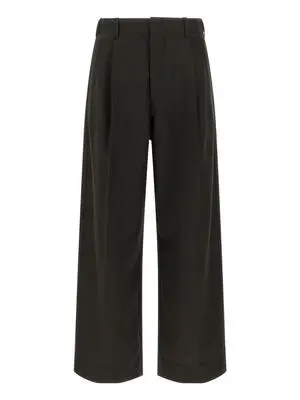 LEMAIRE Single-pleat Tailored Pants In Tropical Wool Blend - Moss