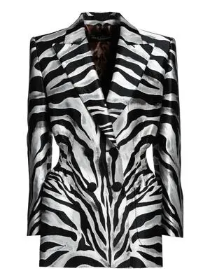 Dolce & Gabbana Dolce Gabbana Double-breasted Zebra-print Jacquard Blazer - Grey