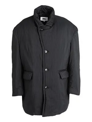 MAISON MARGIELA Striped Single-breasted Coat - Black