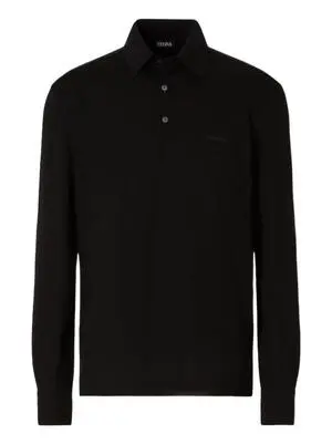 Zegna Cotton Piquet Polo Shirt - Black