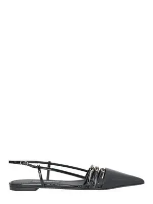 Dolce & Gabbana Patent Leather Pointed Toe Slingback Flats - Black