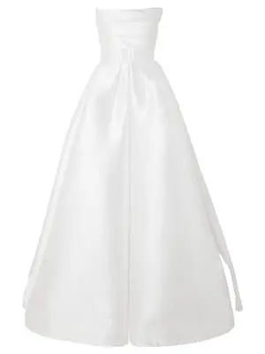 Alex Perry Strapless Draped Satin-faille Gown - No