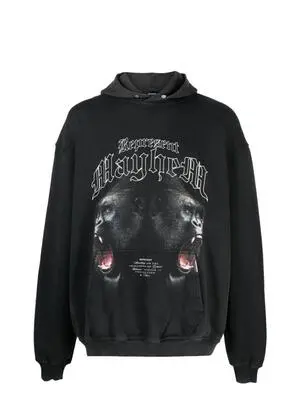 REPRESENT Represent Letter-Print Cotton Hoodie Black
